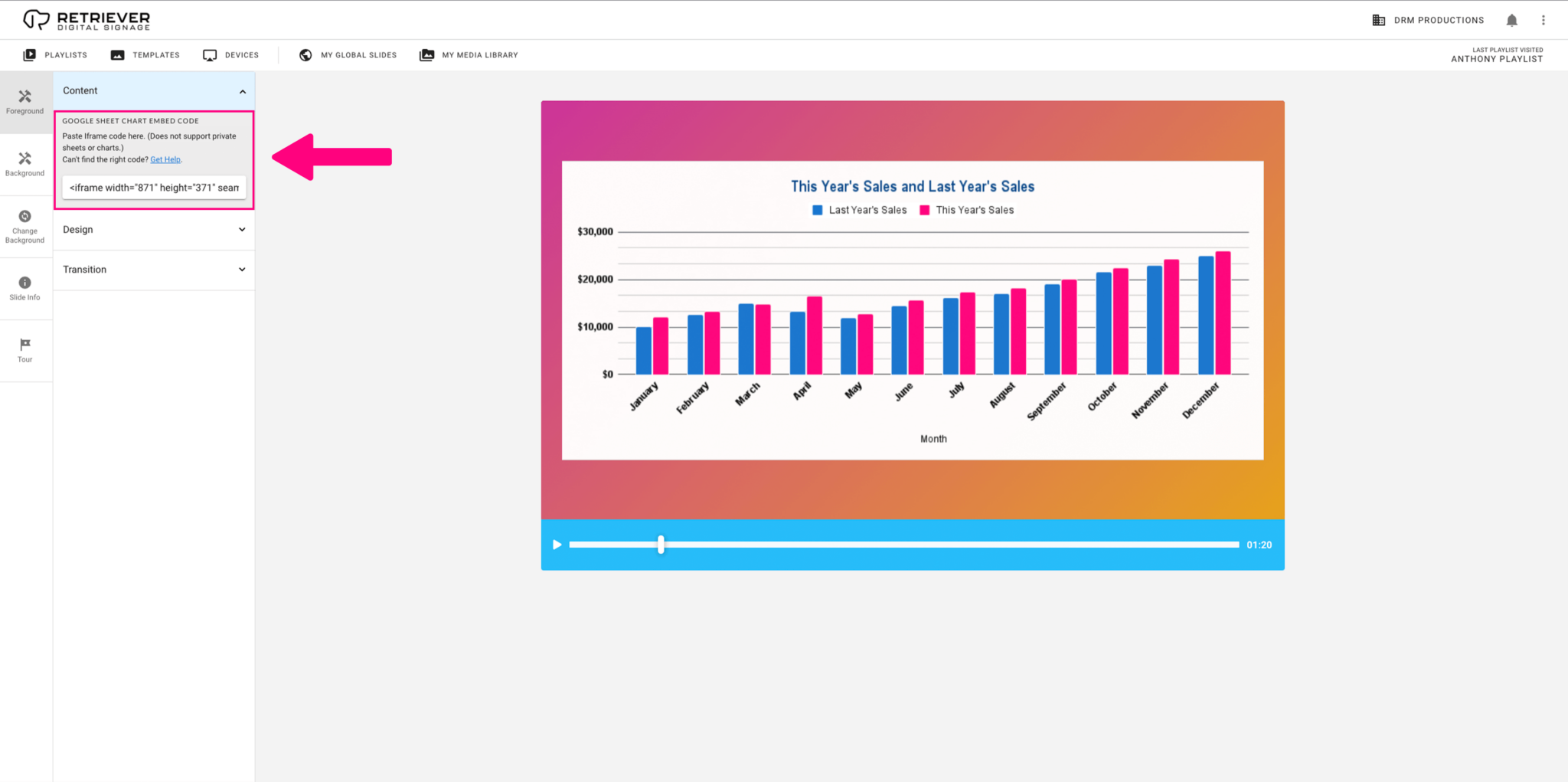 Google Sheet Chart Guide | Retriever Digital Signage